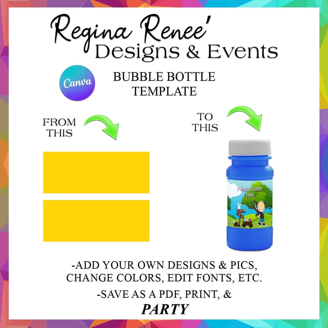 Canva Bubble Bottle Template | Bubbles Templates | Bubbles Party Favors ...