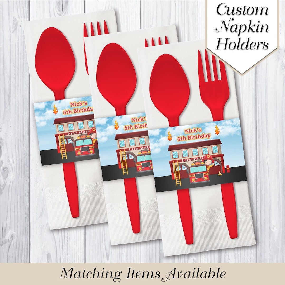 Fire Fighter Party Napkin Holder | Fire Fighter Birthday Party | Party ...