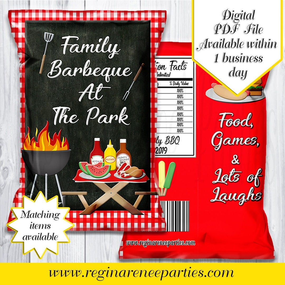 BBQ Theme Chip Bags Barbeque Chip Bags Picnic Family - Etsy