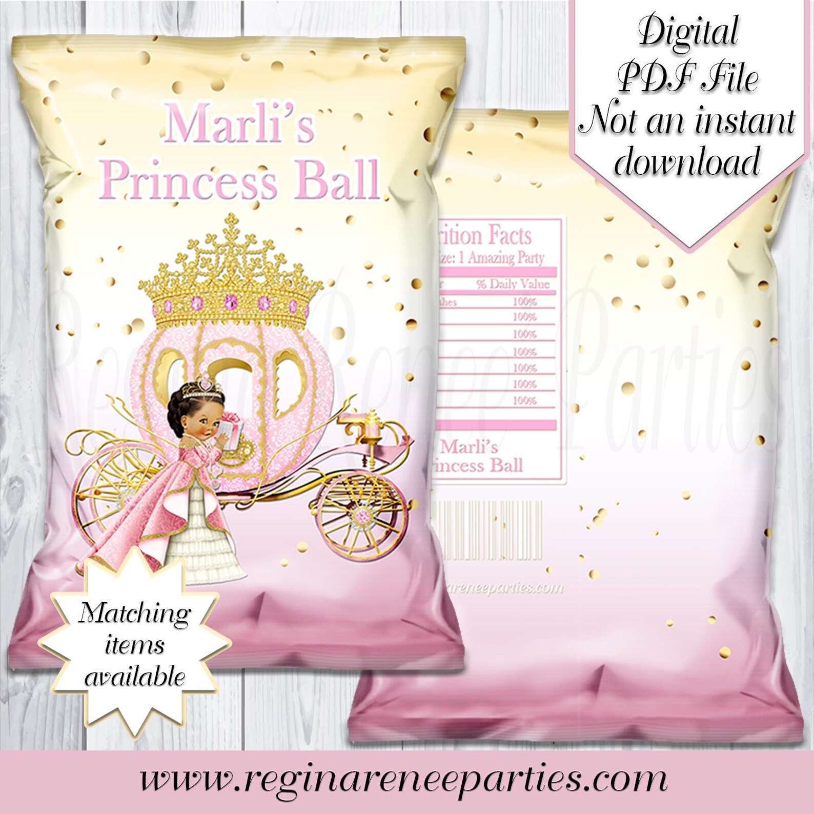 Princess Chip Bags Princess Party Princess Baby Shower - Etsy