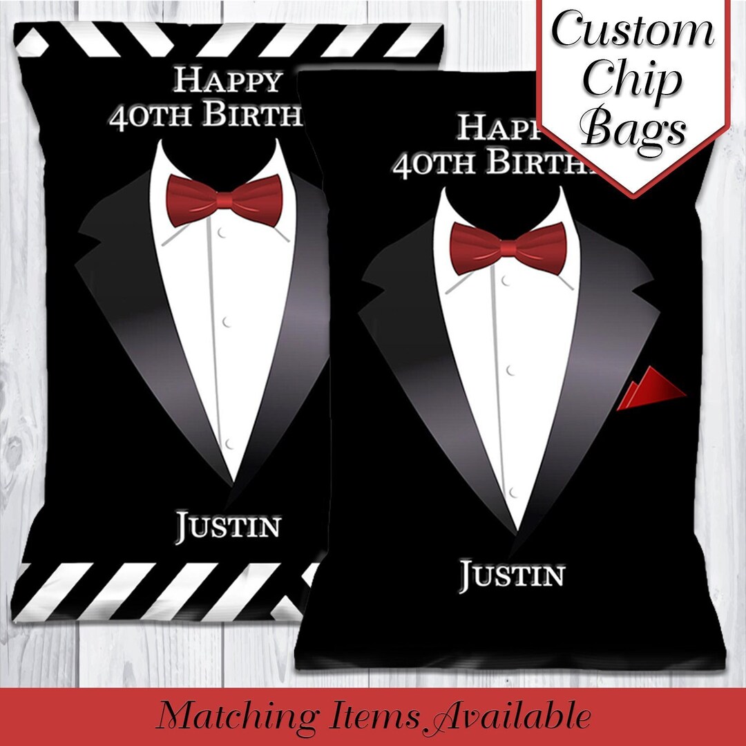 Classic Man Theme Chip Bags | Classic Man Birthday Party | Classic Man ...