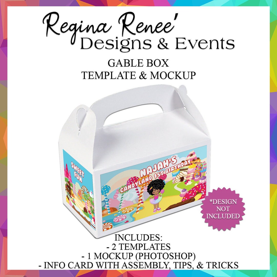 Gable Box Template & Mockup Treat Box Template Favor Box Candy Favor ...
