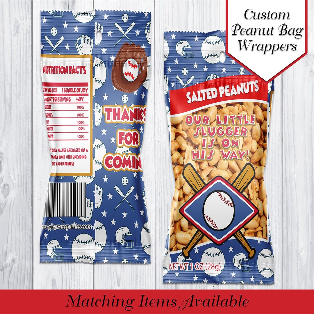 Baseball Slugger Peanut Bag Wrappers Our Little Slugger Baseball Baby ...