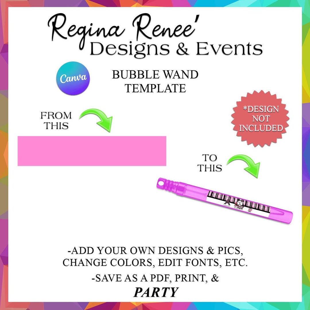 Canva Bubble Wand Template | Bubbles Templates | Bubbles Party Favors ...