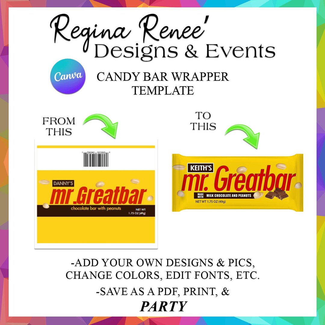 Canva Candy Bar Template | Canva Candy Bar Purse Templates | Canva ...