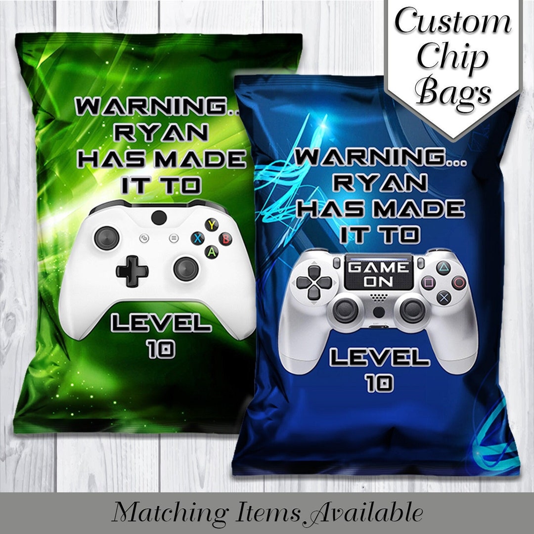 Video Game Chip Bags | Video Game Treat Bags | Video Game Favor Bags ...