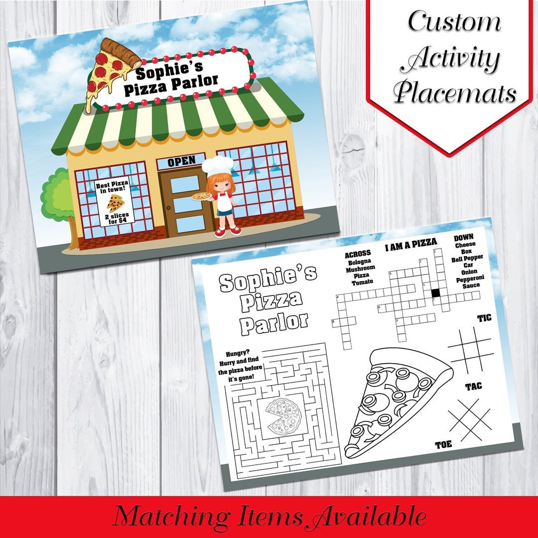 Pizza Party Activity Placemats Pizza Party Birthday Pizza Party Favors ...