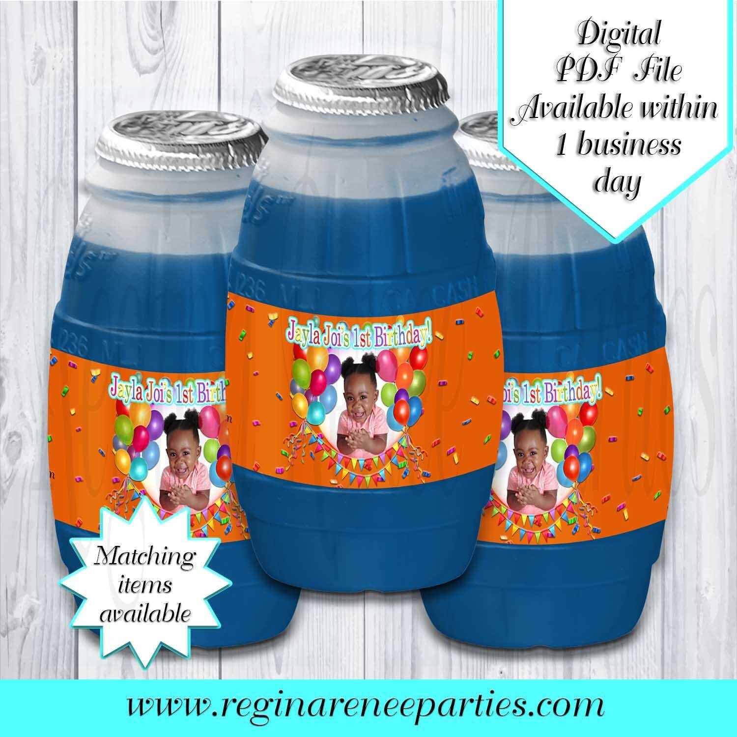 Balloons and Confetti Party Hug Juice Labels 1st Birthday - Etsy