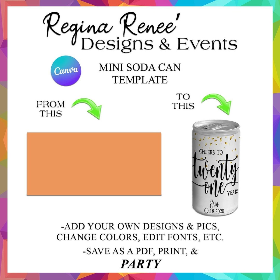 Canva Mini Soda Can Templates | Canva Pop Can Templates | Pop Can ...