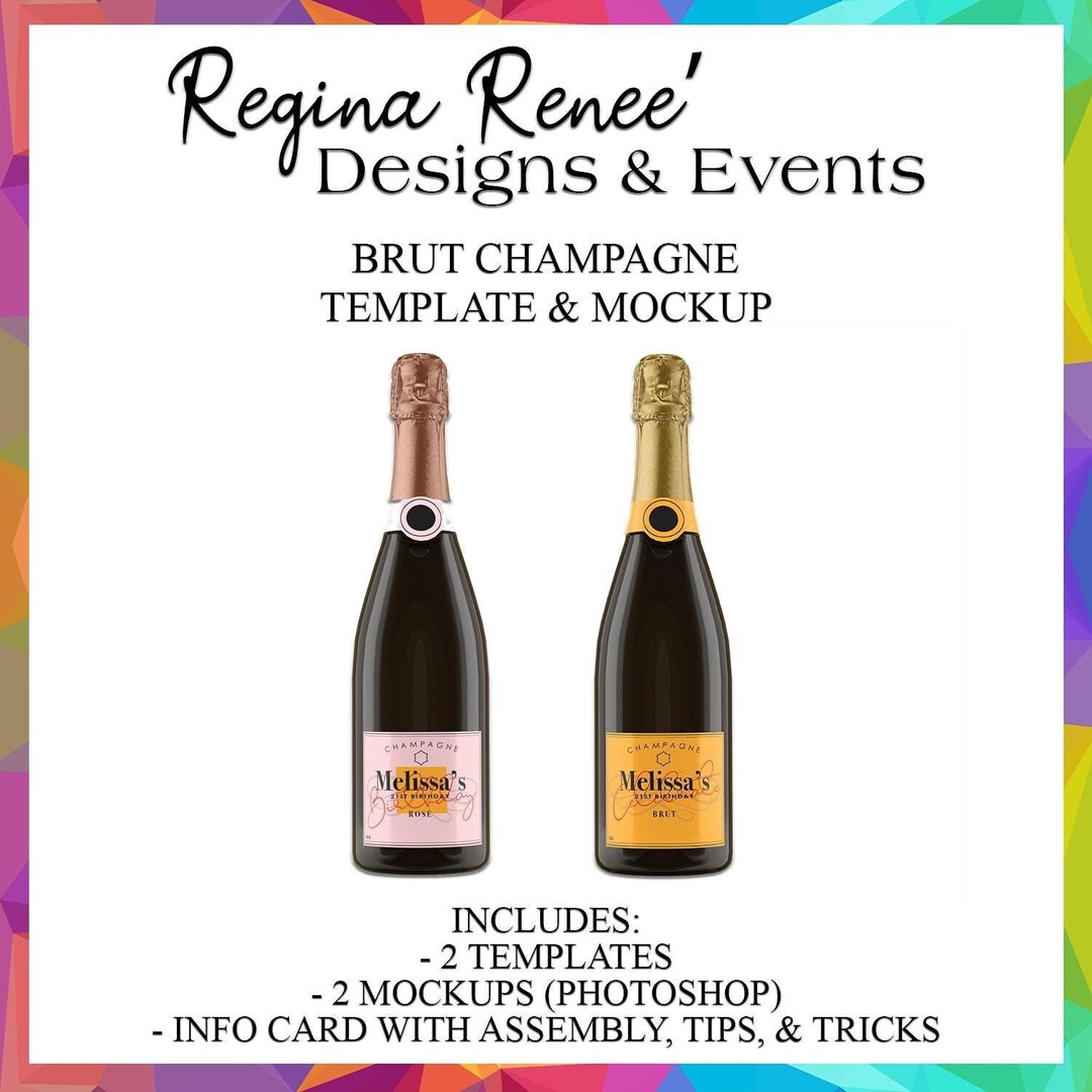 Brut Champagne Bottle Template & Mockup | Champagne Templates | Liquor ...