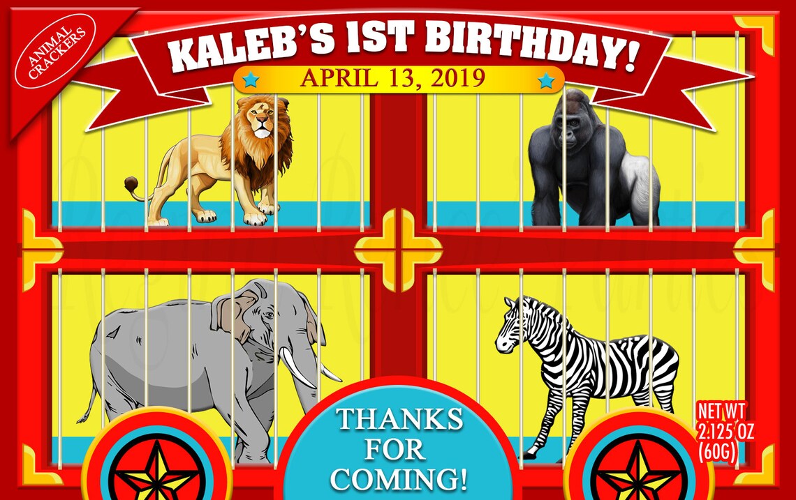 Animal Cracker Box Labels Animal Cookies Birthday Favors - Etsy