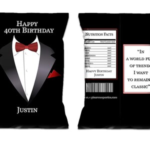 Classic Man Theme Chip Bags | Classic Man Birthday Party | Classic Man ...