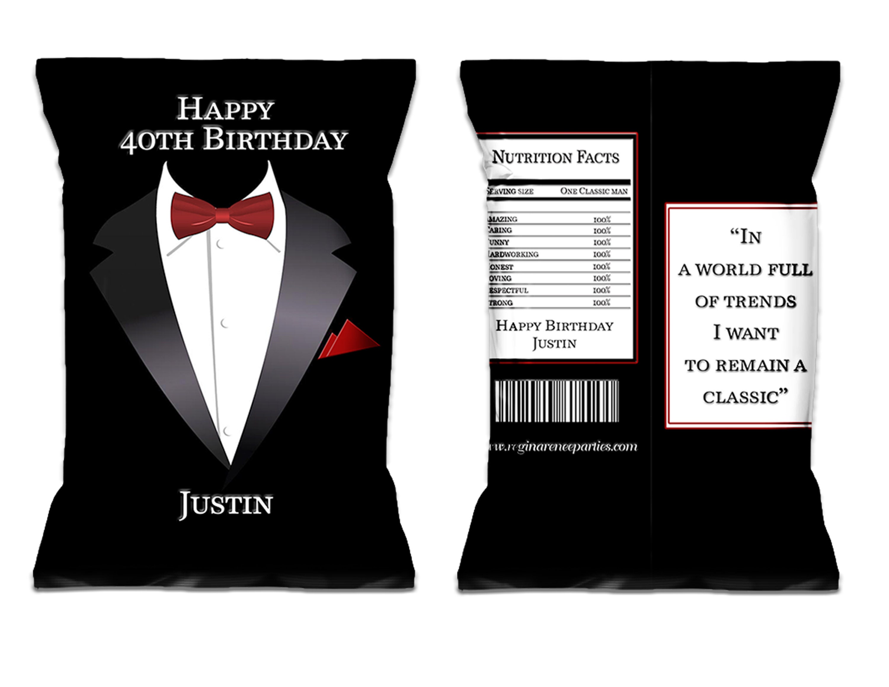 Classic Man Theme Chip Bags | Classic Man Birthday Party | Classic Man ...