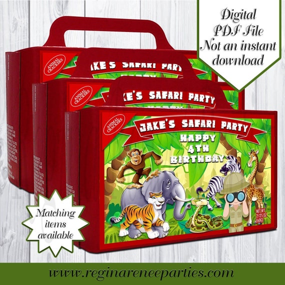 Animal Safari Animal Cracker Box Labels Animal Safari Party - Etsy
