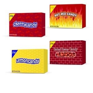 Retro Candy Mini Box Templates & Mockups | Candy Templates | Candy ...