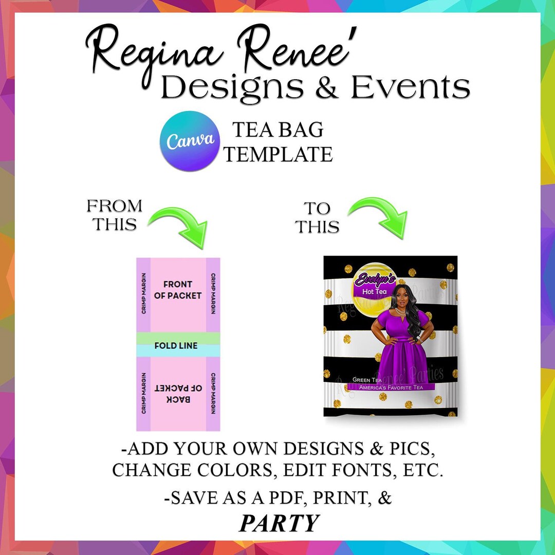 Canva Hot Tea Bag Templates | Tea Bag Templates | Tea Bag Party Favors ...