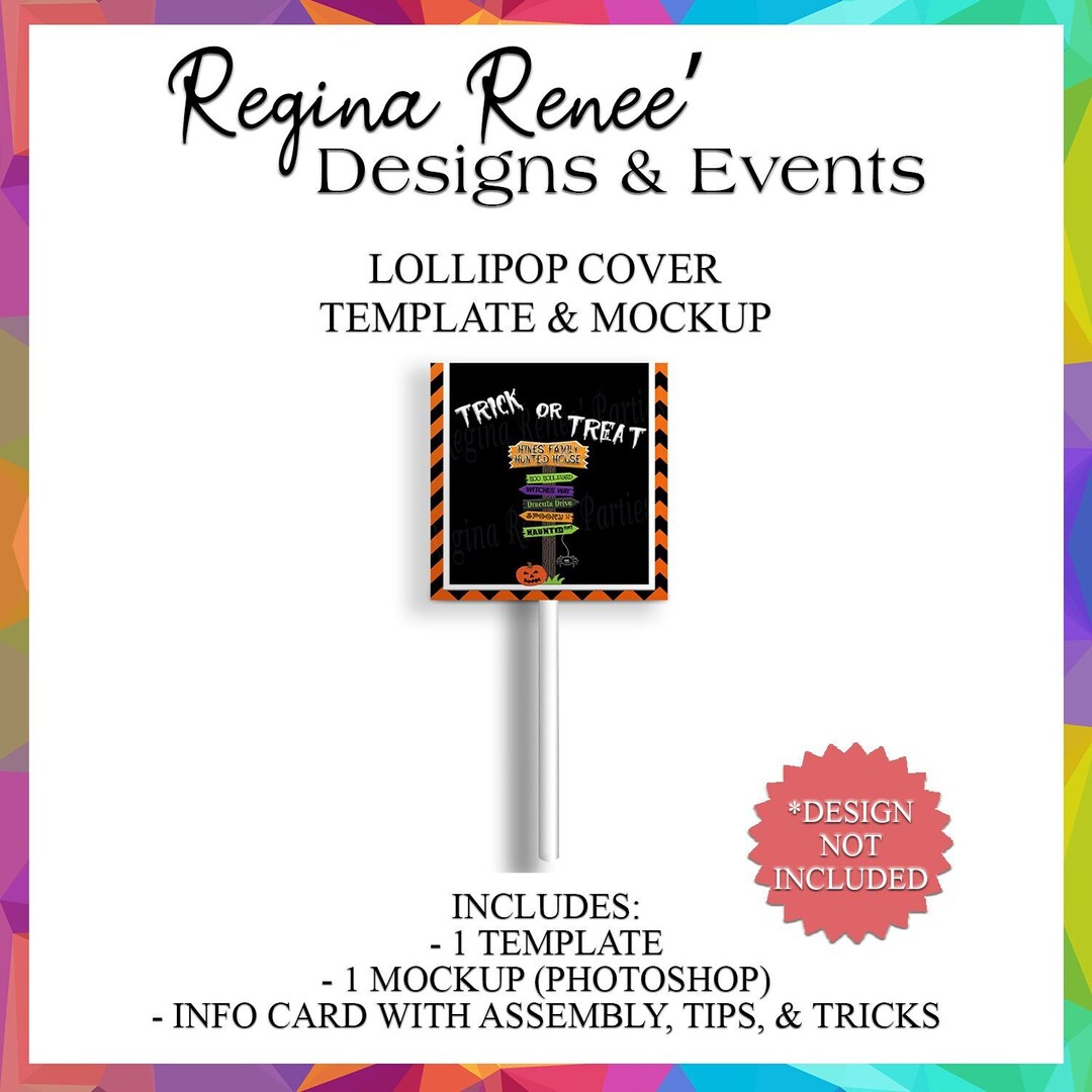 Lollipop Cover Template & Mockup | Sucker Templates | Lollipop Party ...
