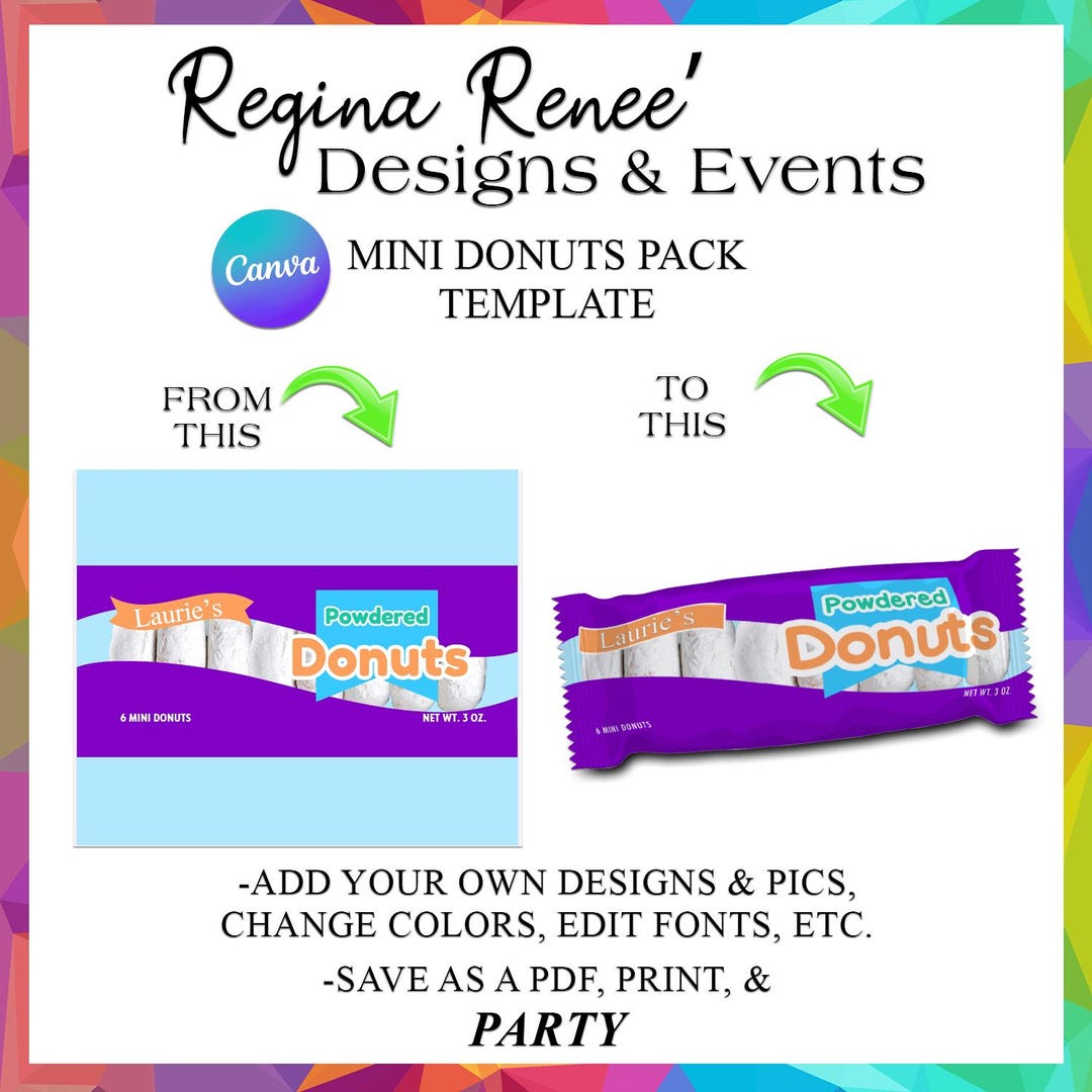 Canva Mini Donuts Template | Editable Donut Template | Donut Templates ...