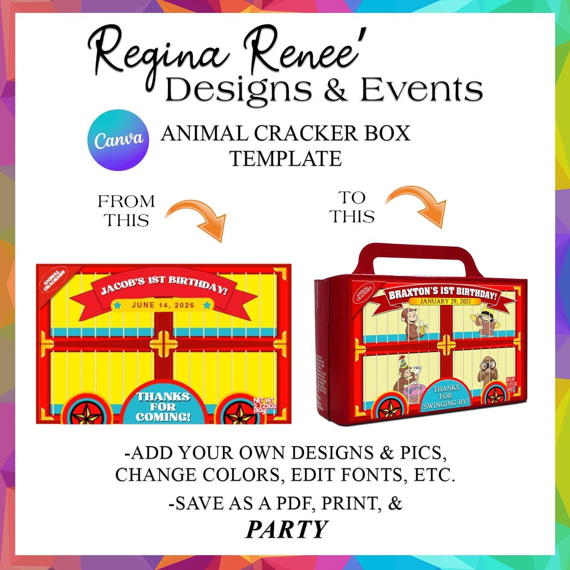 Canva Animal Cracker Box Template | Canva Cracker Box Template | Canva ...