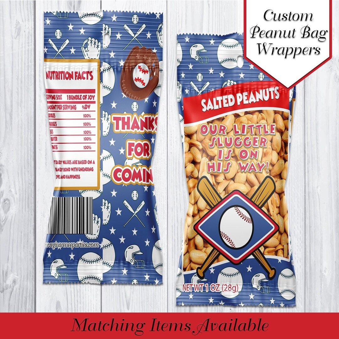 Baseball Slugger Peanut Bag Wrappers | Our Little Slugger | Baseball ...