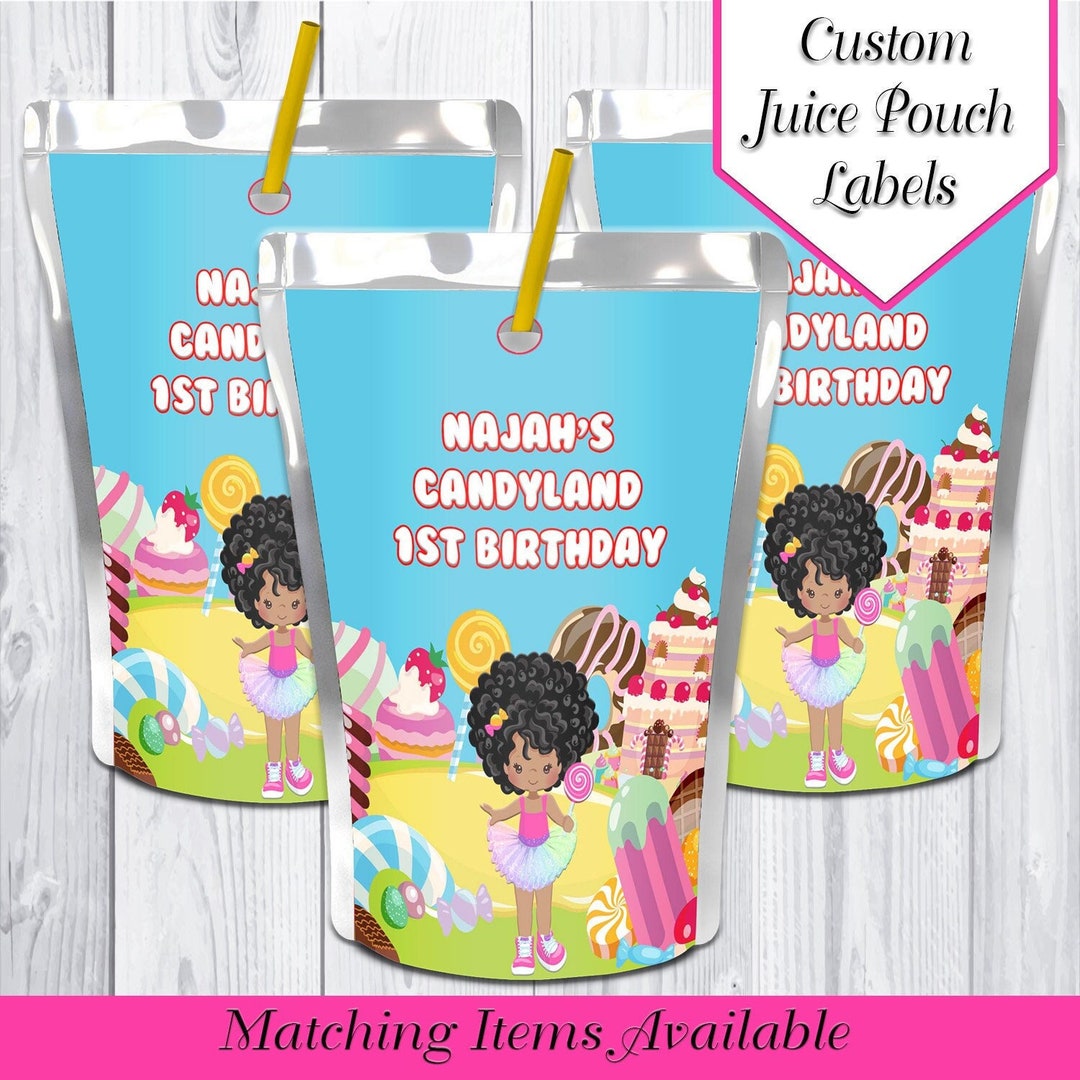Candyland Theme Juice Pouch Labels | Candyland Party | Candyland ...