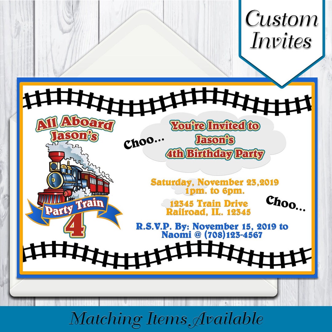 Train Theme Invitations Train Birthday Party Train Party Favors Train ...