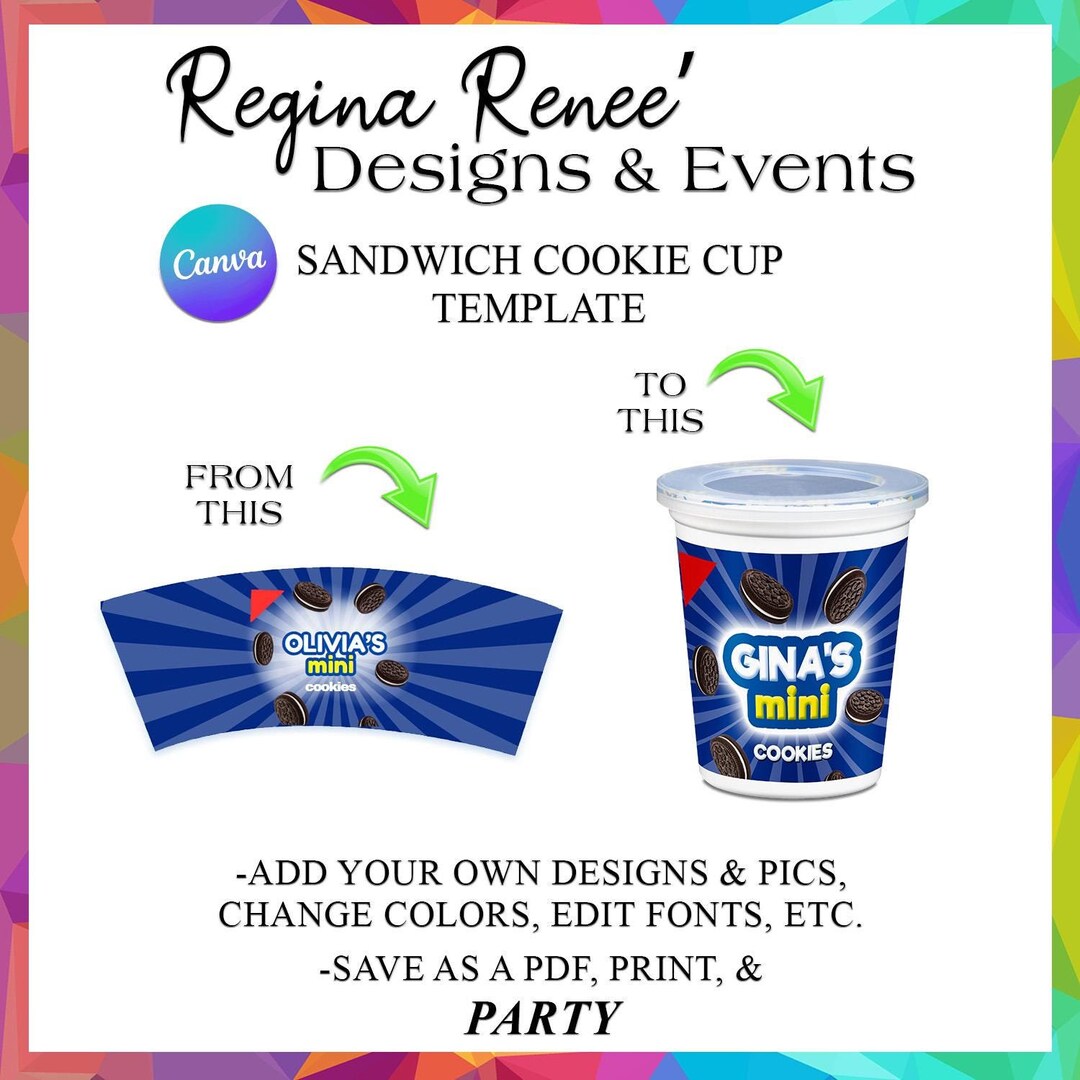 Canva Cookie Cup Templates | Sandwich Cookie Templates | Chocolate ...
