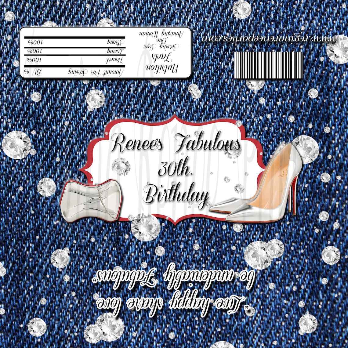 Denim & Diamonds Theme Candy Bar Wrappers Denim Theme - Etsy