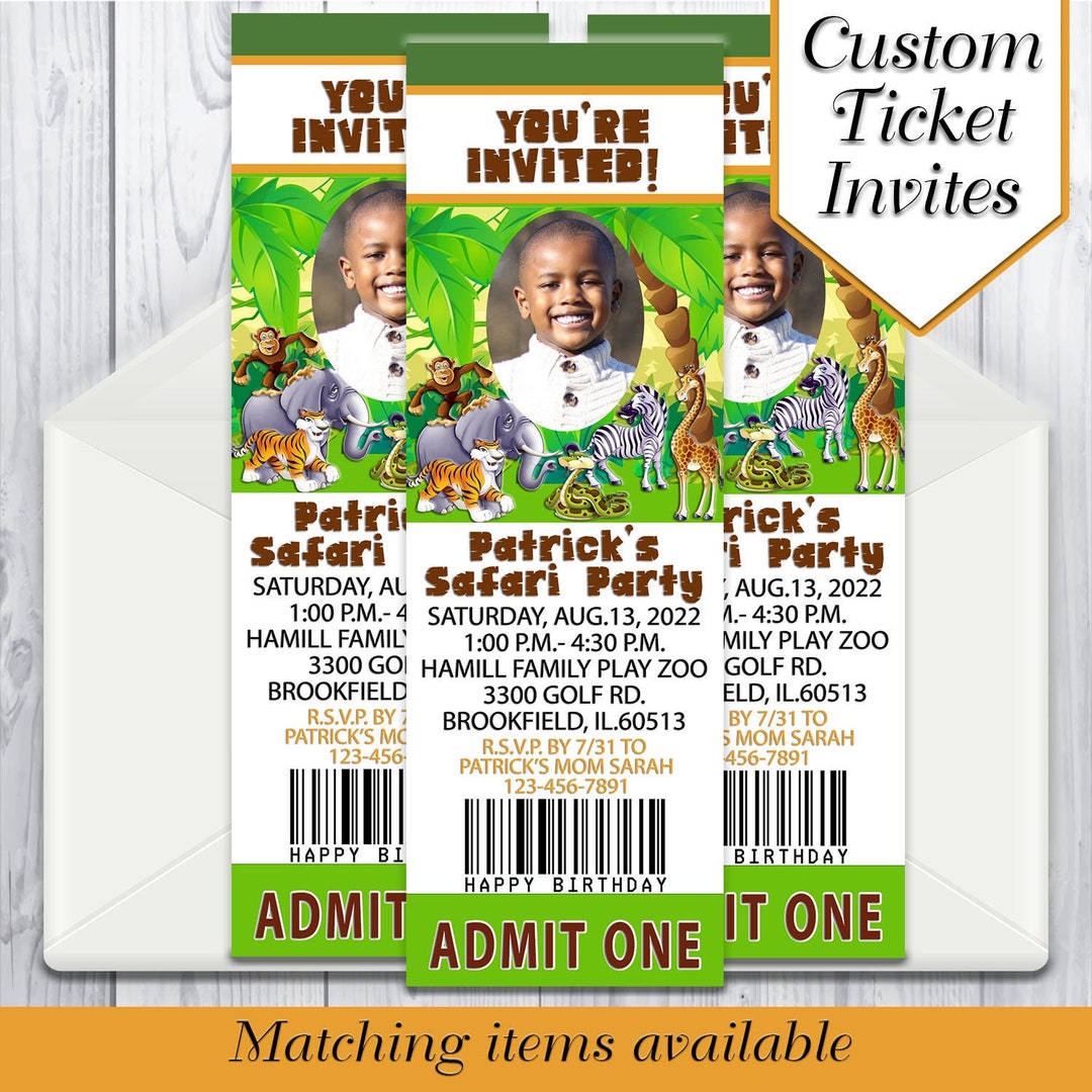 Safari Ticket Invitations Safari Party Petting Zoo Party Safari ...