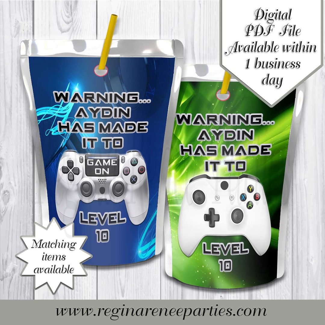 Video Game Juice Pouch Labels Video Game Juice Box Video - Etsy