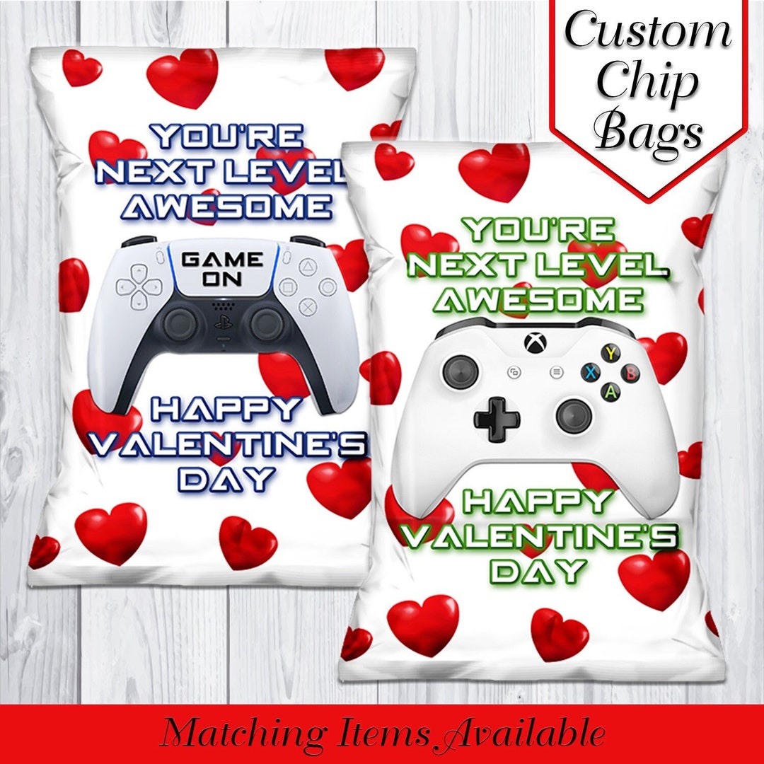 Valentine's Day Video Game Chip Bags | Video Game Treat Bags ...