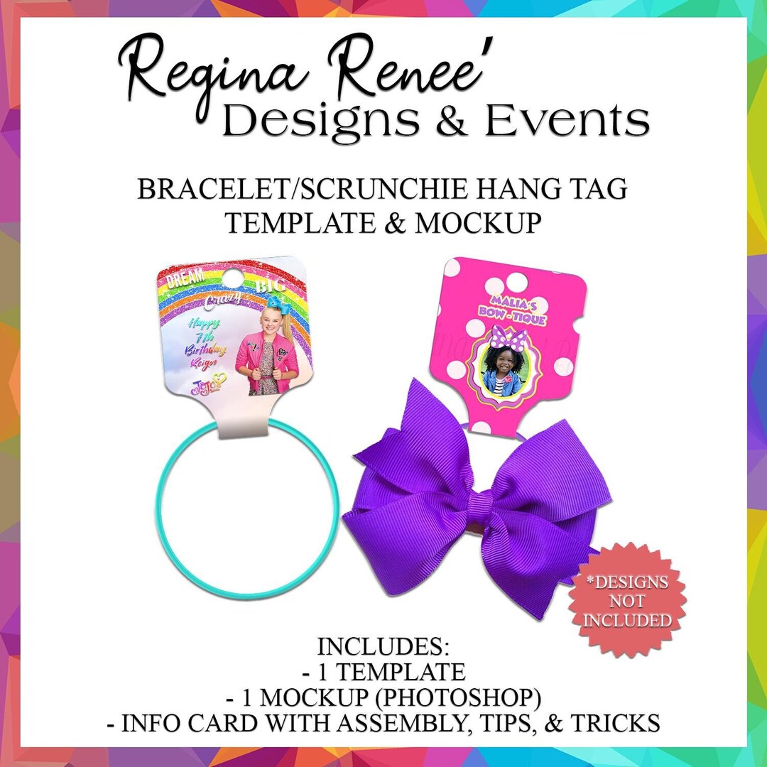 Bracelet Hand Tag Template & Mockup | Scrunchie Hang Tag Templates ...