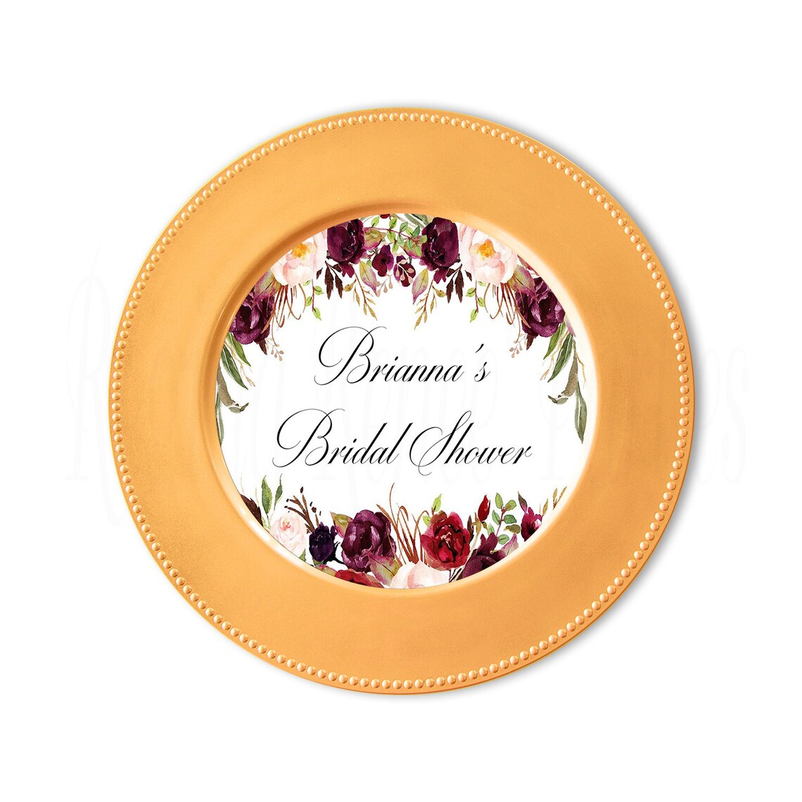 Floral Charger Plate Inserts | Floral Bridal Shower | Floral Birthday ...