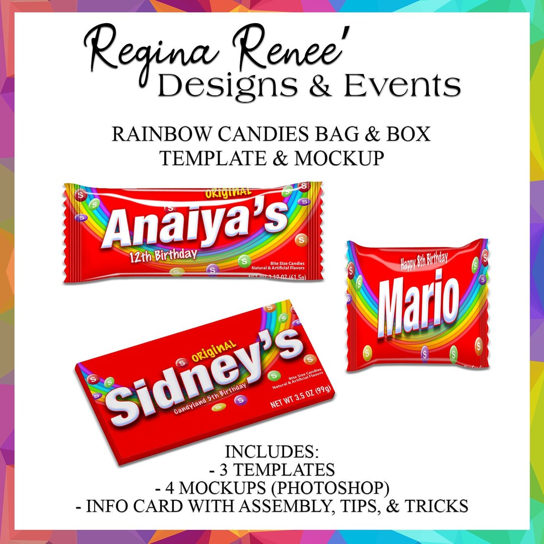Rainbow Candies Template & Mockup Candy Templates Candy Mockups Candy ...
