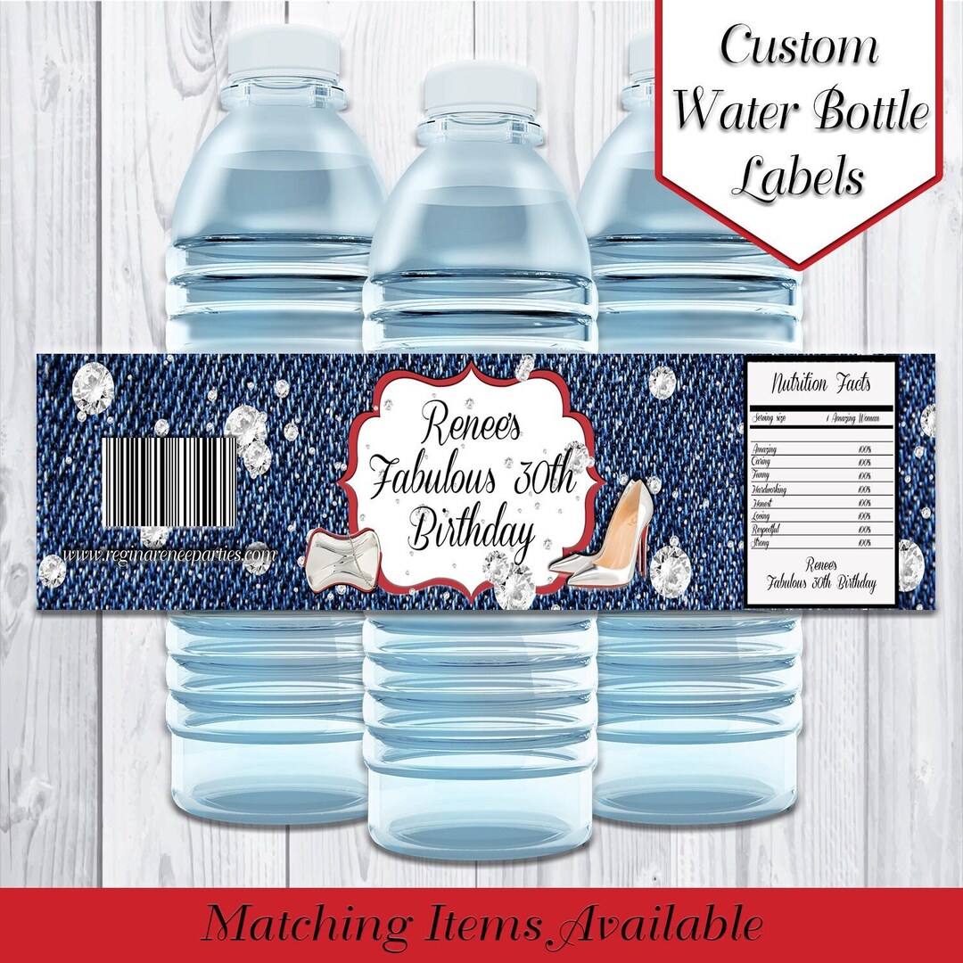 Denim & Diamonds Water Bottle Labels | Denim Birthday | Denim and ...