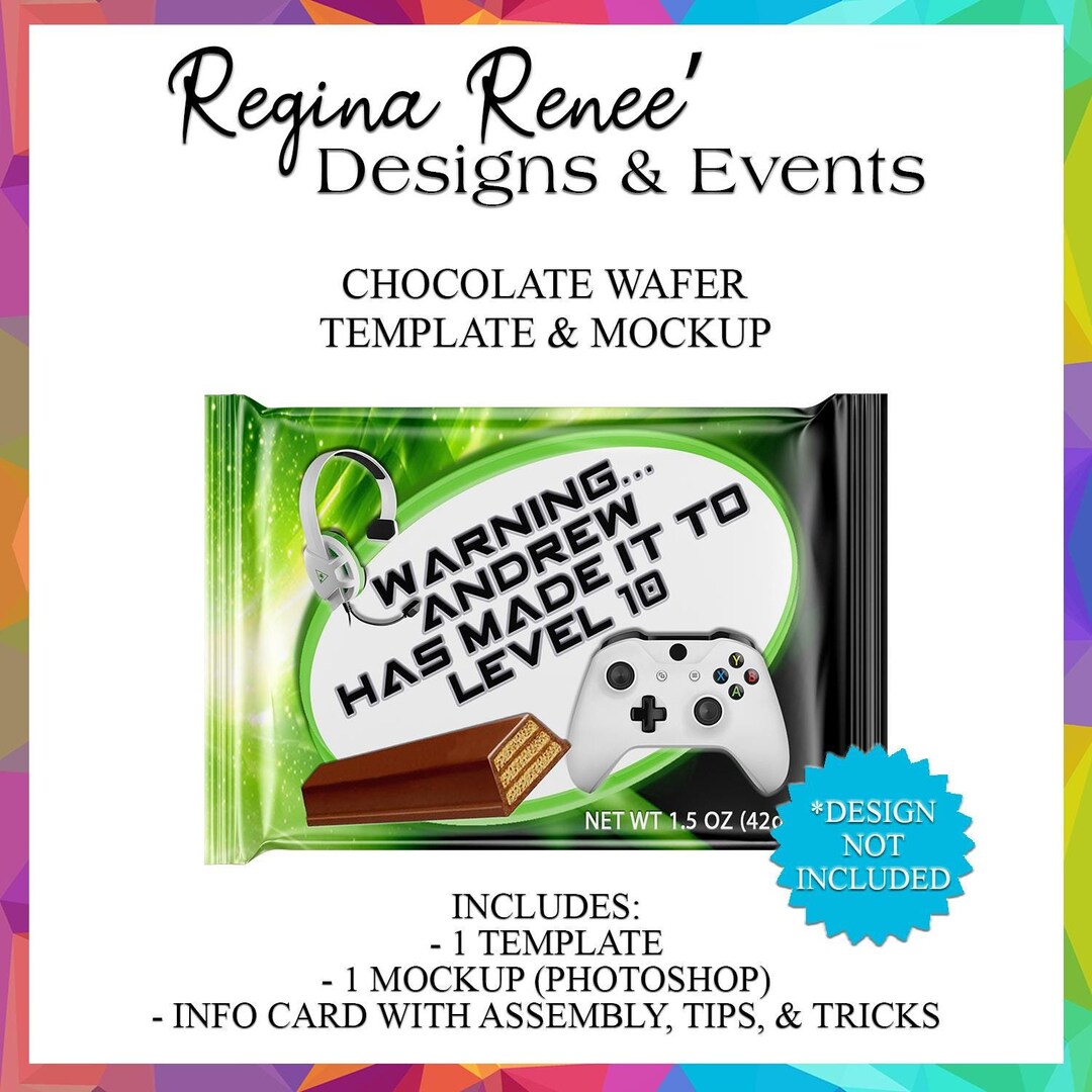 Chocolate Wafer Template & Mockup | Candy Bar Templates | Chocolate ...