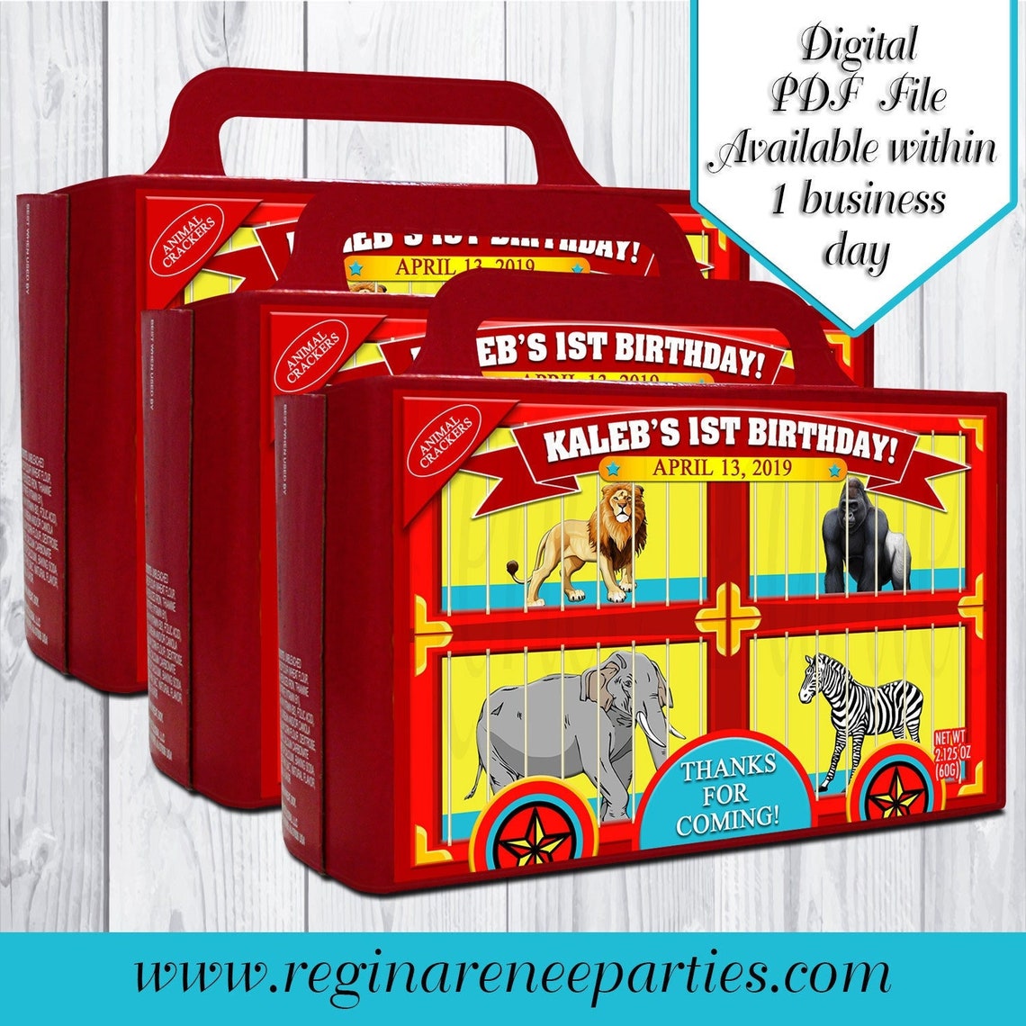 Animal Cracker Box Labels Animal Cookies Birthday Favors - Etsy