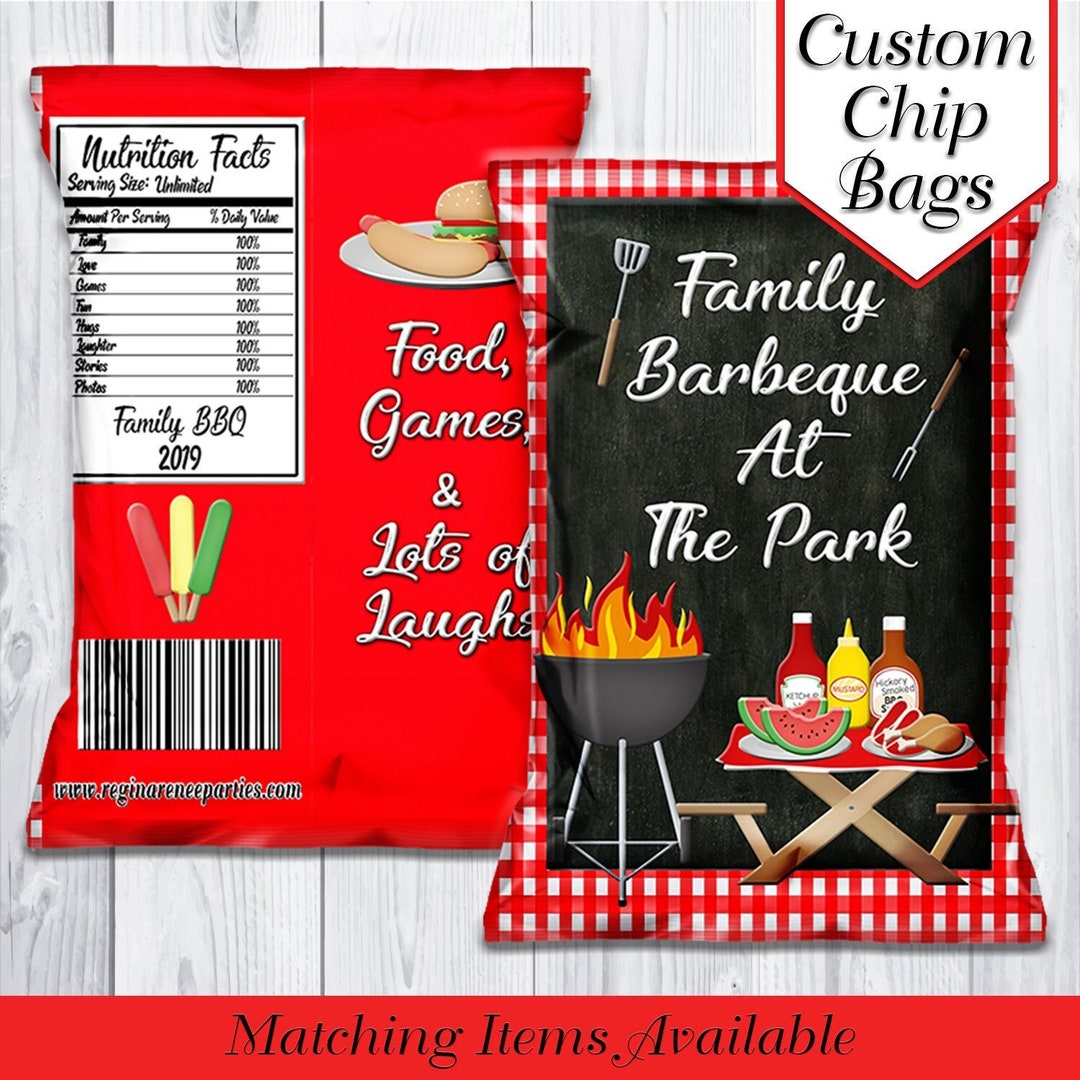 BBQ Theme Chip Bags | Barbeque Chip Bags | Picnic | Family Barbeque ...