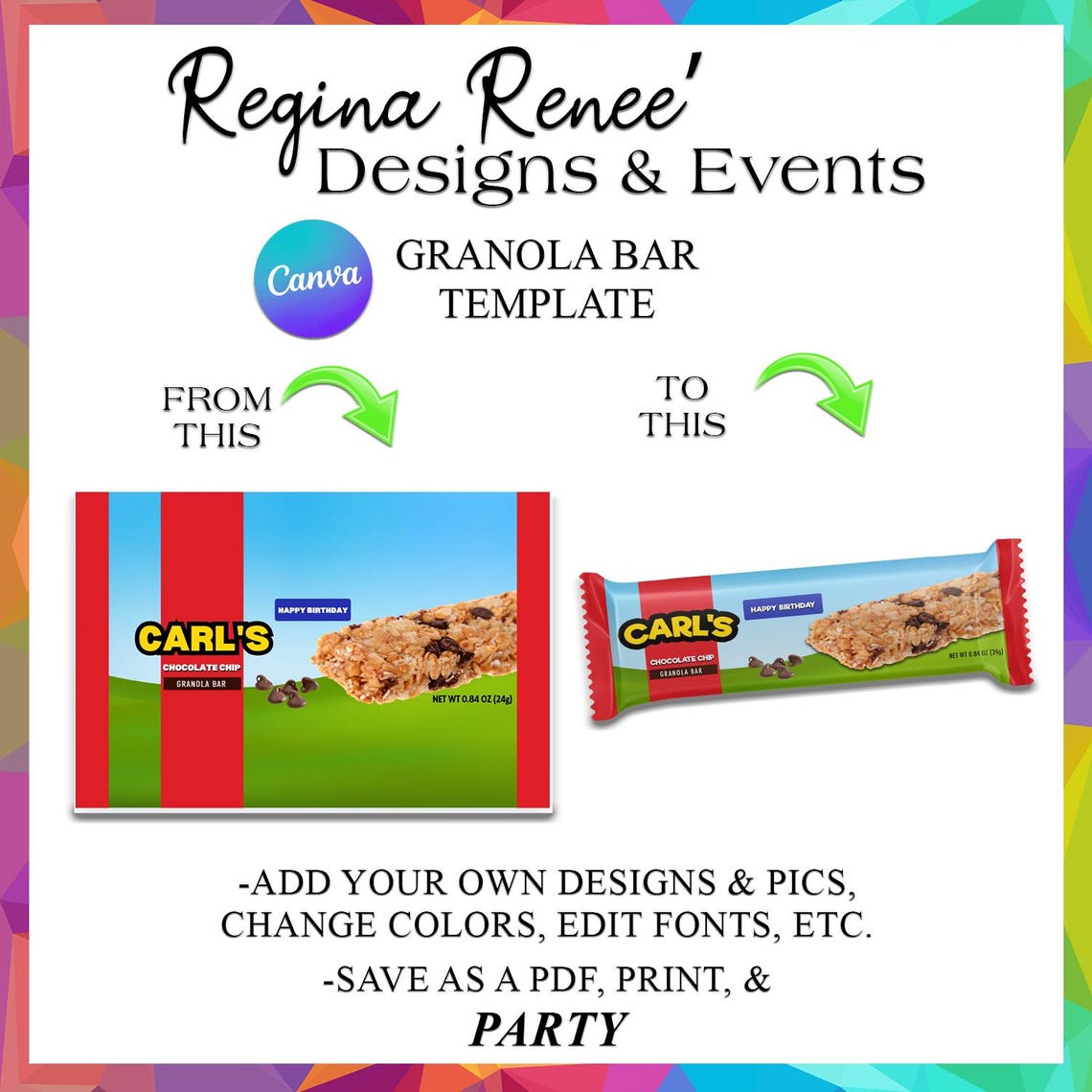 Canva Granola Bar Template | Printable Templates | Custom Canva ...