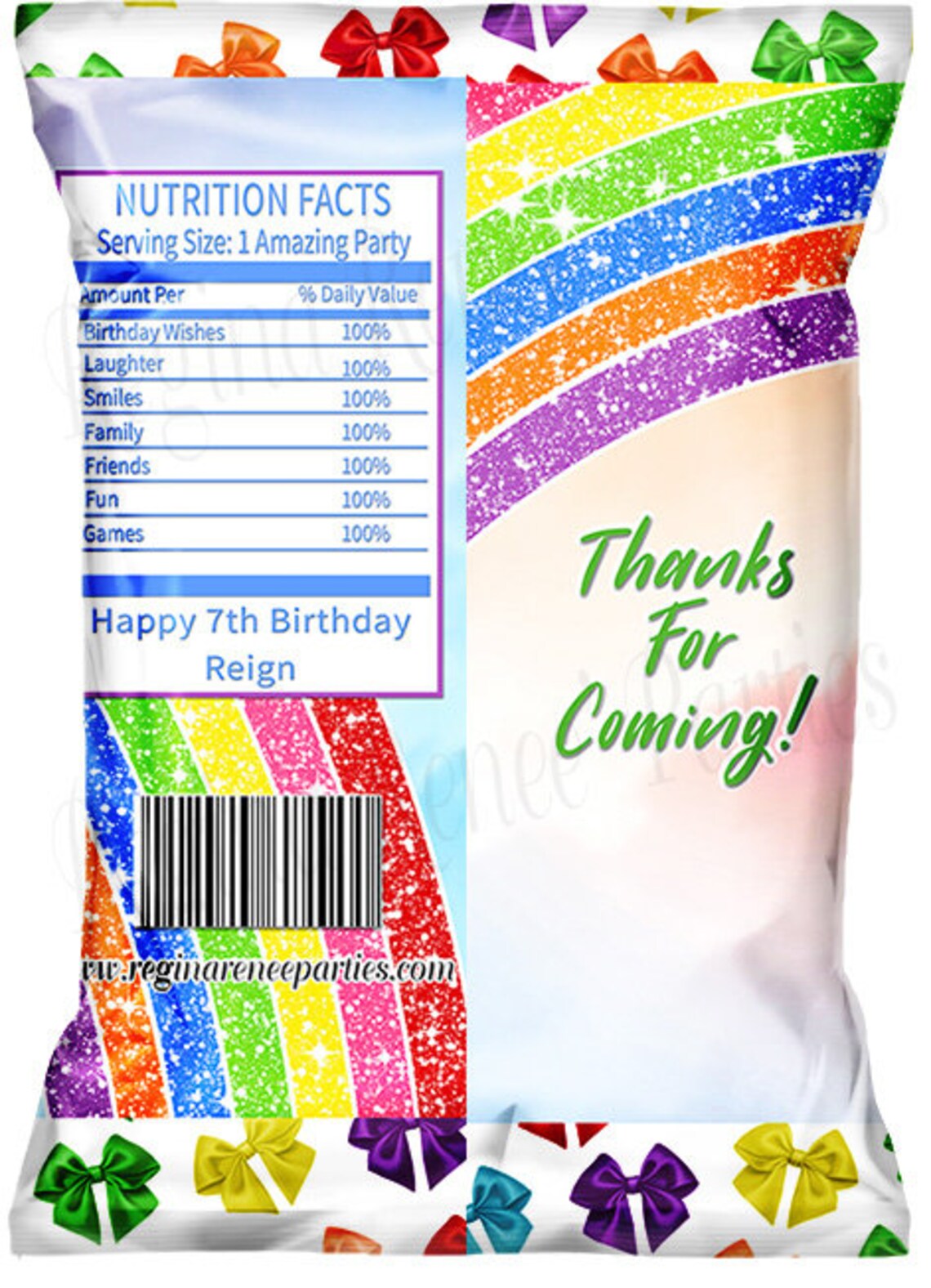 Bows and Rainbow Theme Chip Bags Hair Bows Rainbows - Etsy