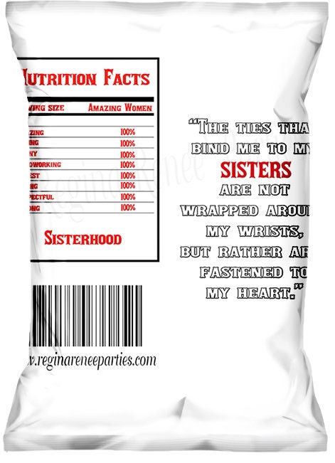 Sisterhood Theme Chip Bags | Sisterhood Chip Bags | Sorority Chip Bags ...