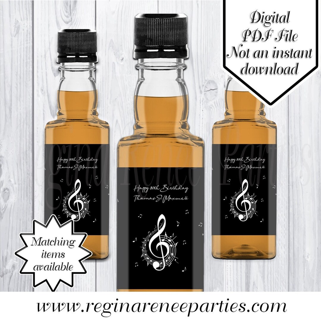 Music Theme Mini Whiskey Bottle Labels Music Theme Party Music Party ...