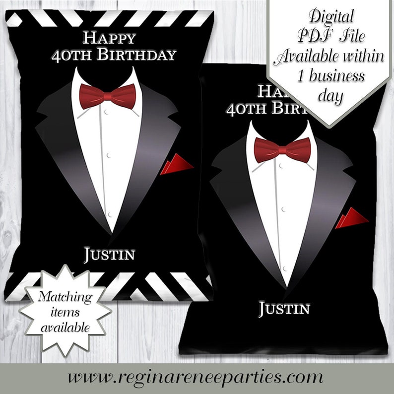 Classic Man Theme Chip Bags Classic Man Birthday Party - Etsy