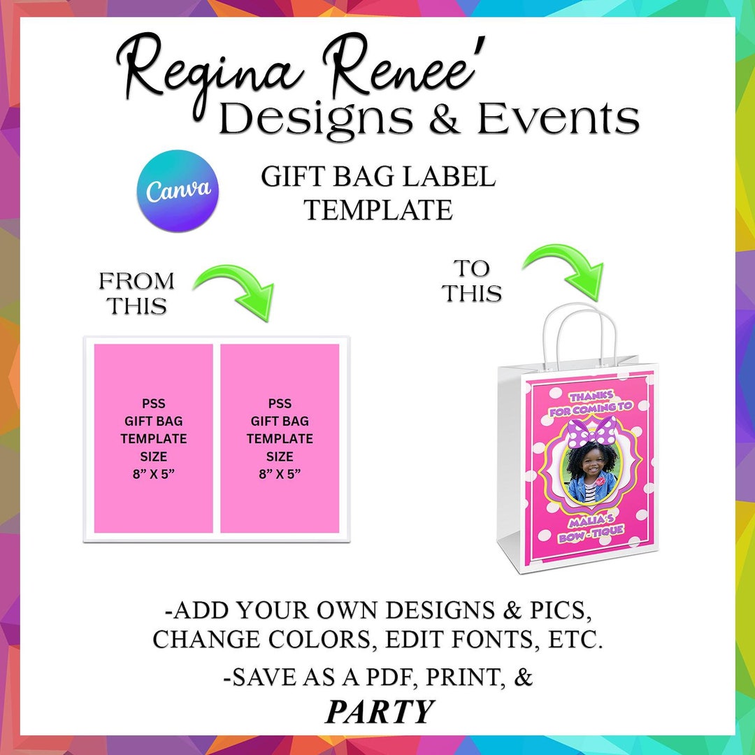 Canva Gift Bag Label Template | Canva Gift Bag Template | Canva Bag ...