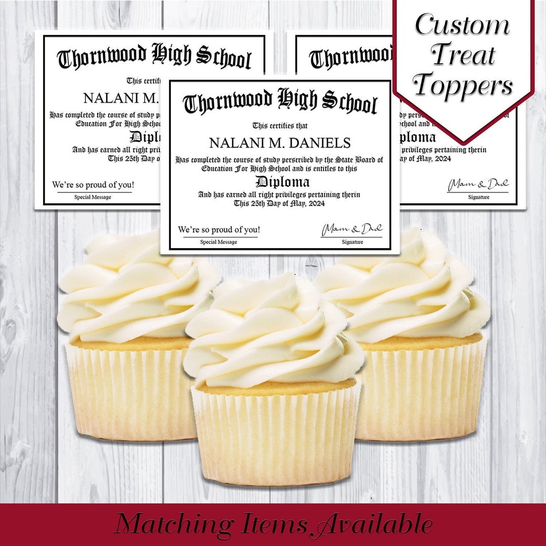 Graduation Diploma Treat Toppers | Class of 2026 | Party Treat Toppers ...