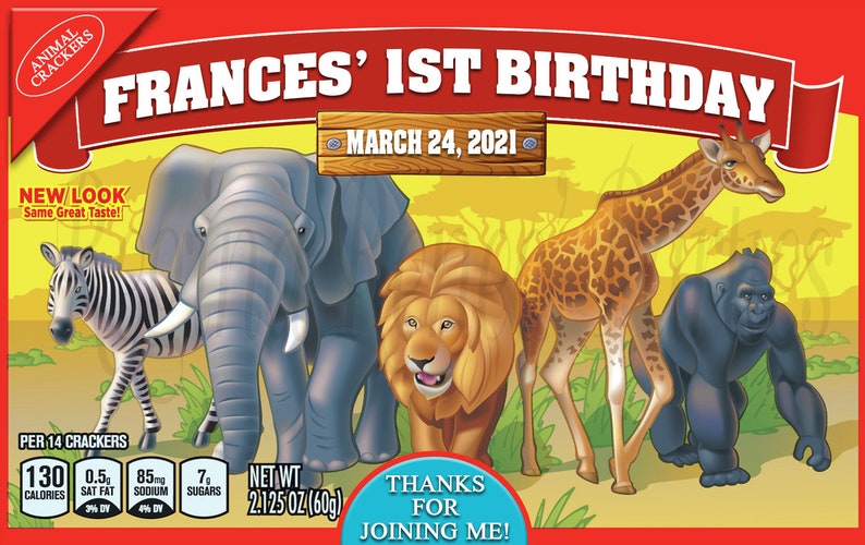 Animal Cracker Box Labels | Animal Cookies | Birthday Favors ...