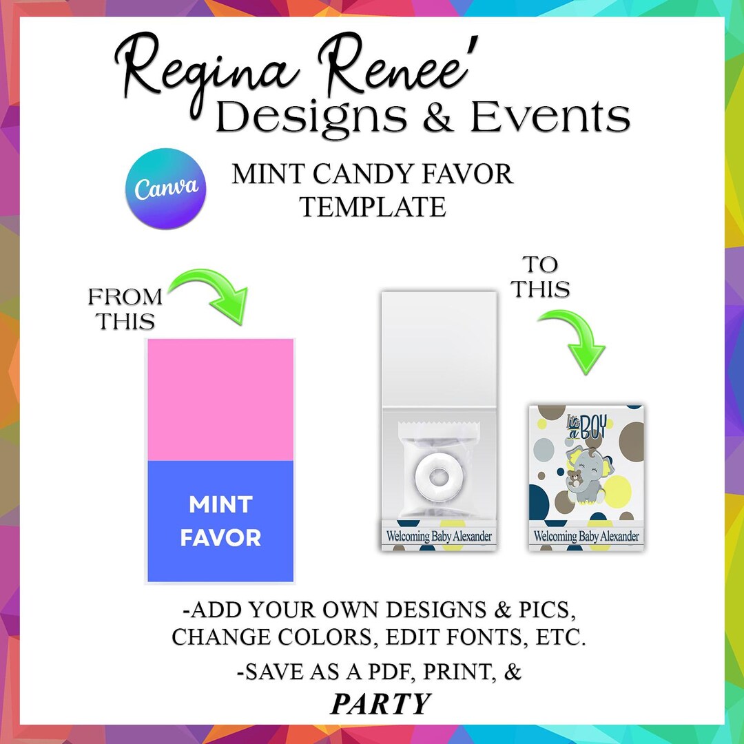 Canva Mint Candy Template | Mint Templates | Mint Party Favors | Canva ...