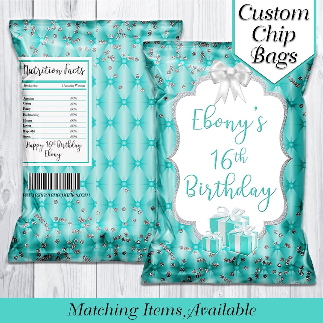16th Birthday Chip Bags Sweet 16 Sweet 16 Party Favors Favor Bags 16th ...