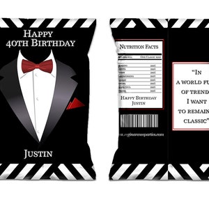Classic Man Theme Chip Bags | Classic Man Birthday Party | Classic Man ...