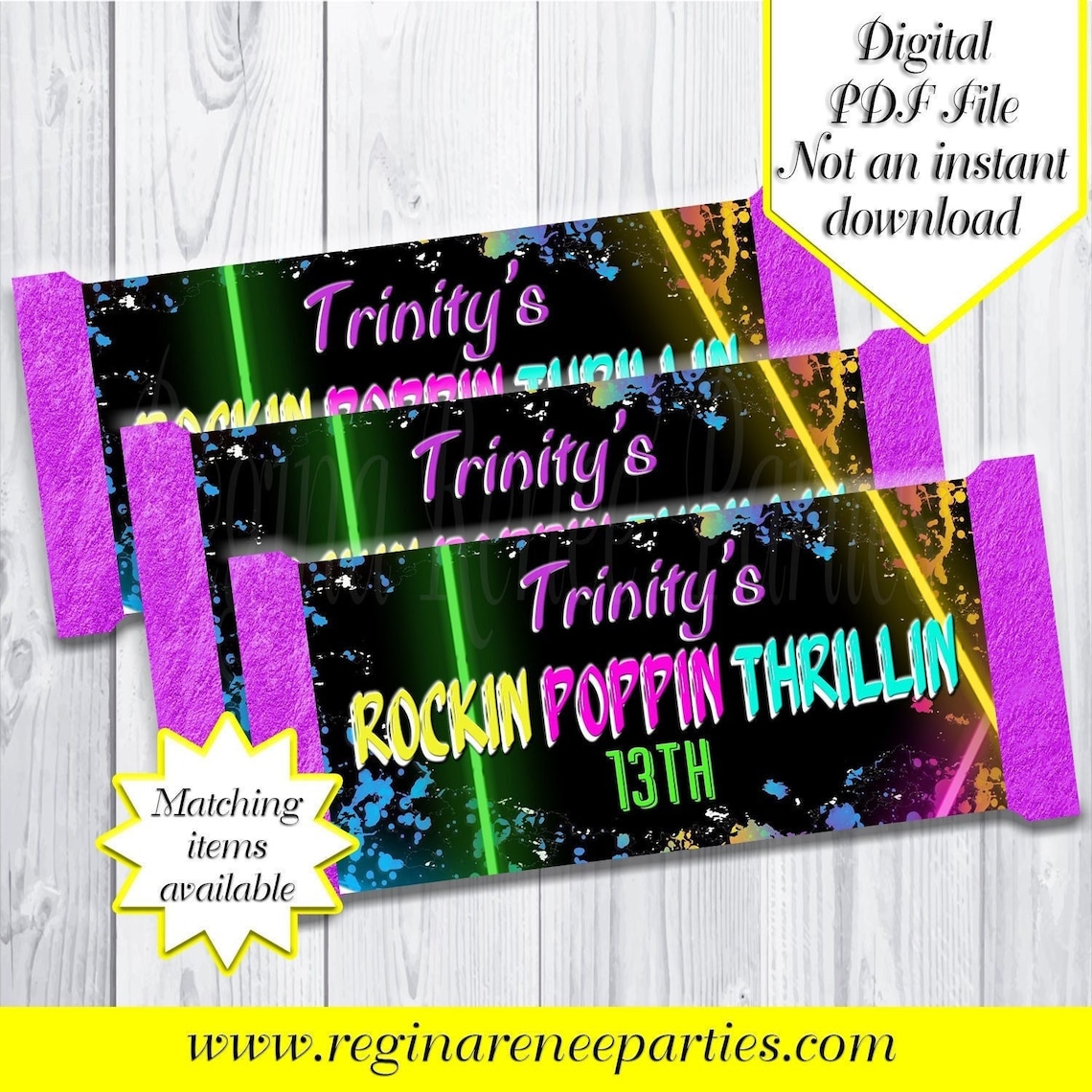 Neon Theme Candy Bar Wrappers Neon Theme Birthday Neon - Etsy